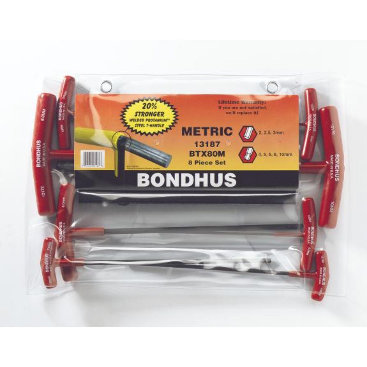 BONDHUS BTX80M T-Handle Ball End Driver Hex 8pcs Metric Set 2mm-10mm ...